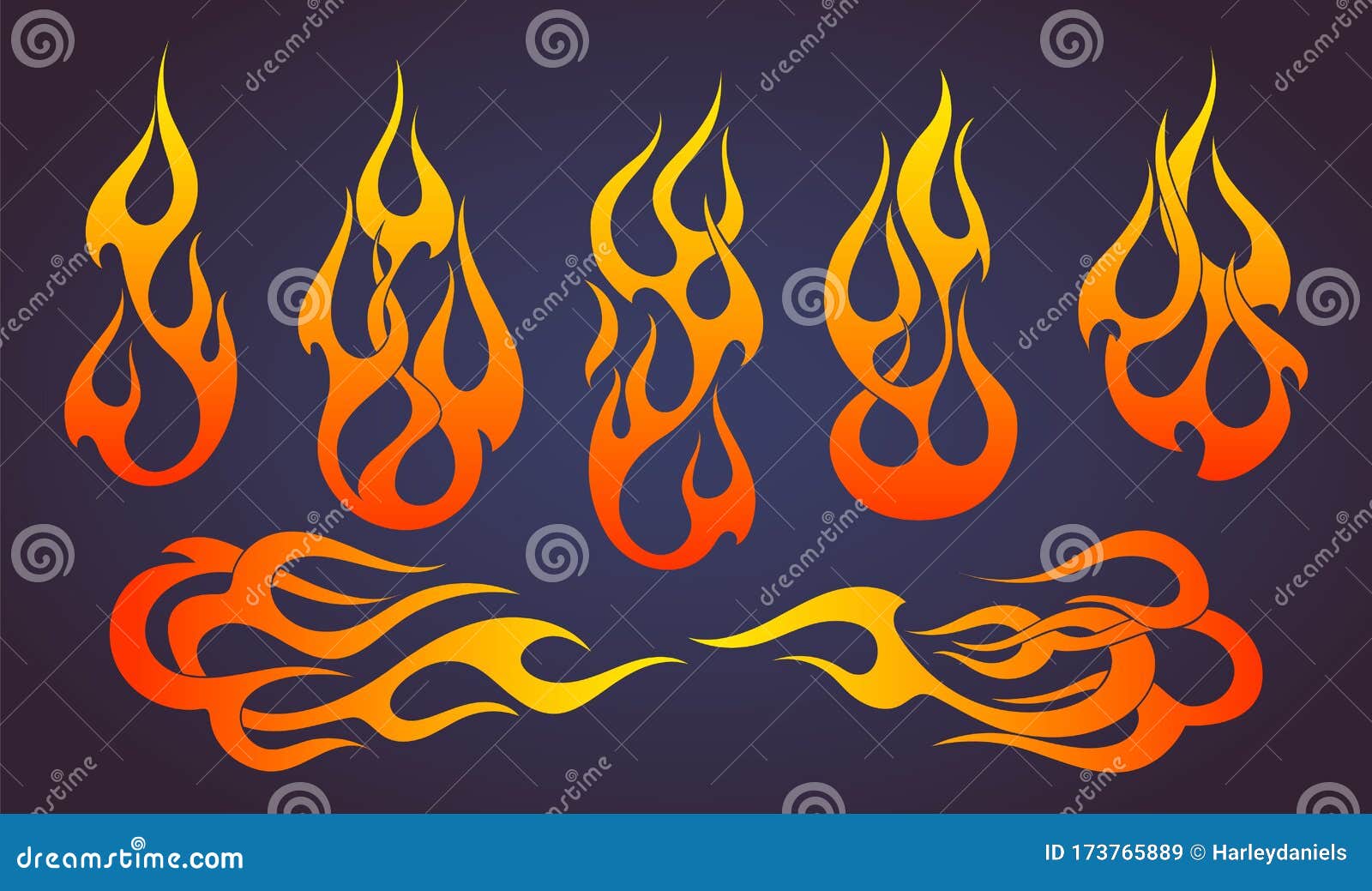 Red Flame Elements Set, Vector Illustration Stock Vector - Illustration ...