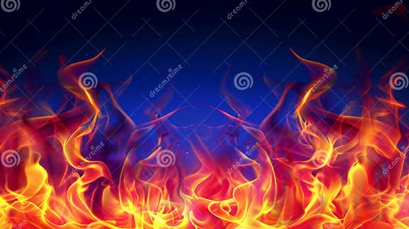 Red Flame with Yellow Tips on Dark Blue Background Stock Illustration ...