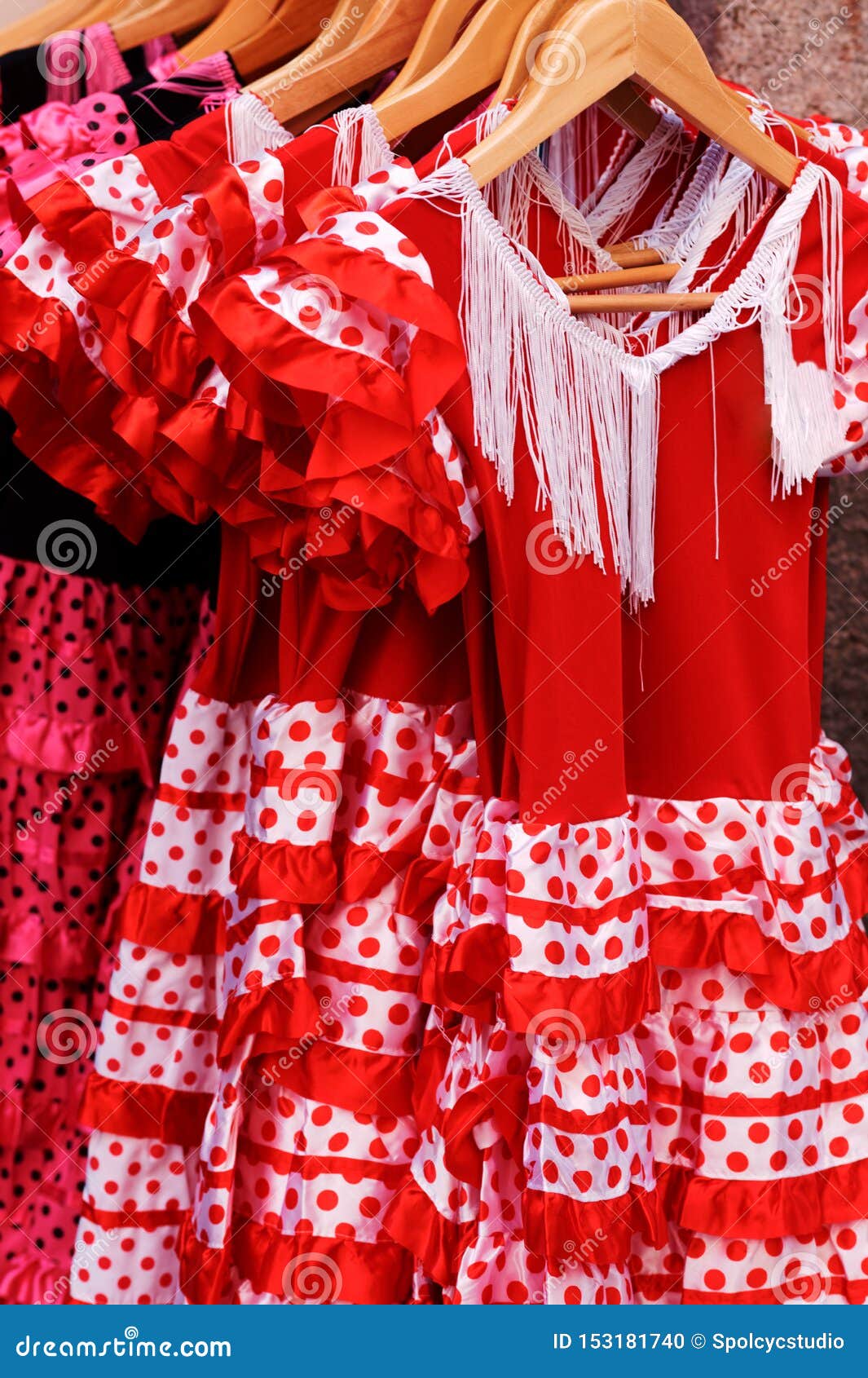 Red flamenco dresses stock photo. Image of arts, colors - 153181740