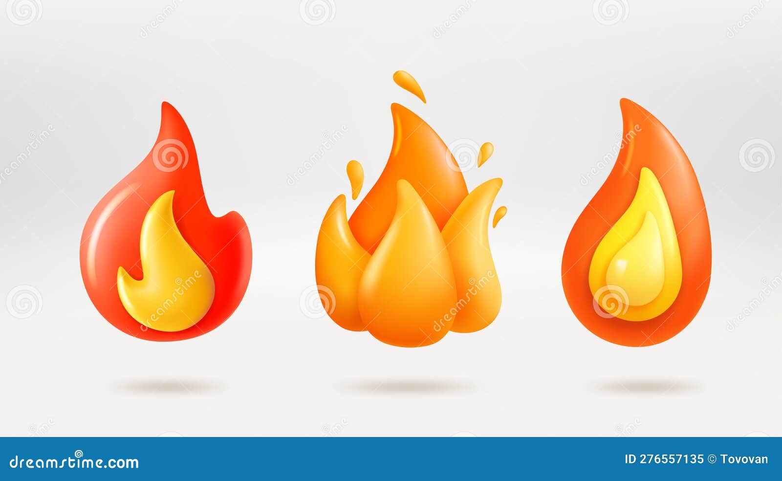 Red Flames Collection. 3d Vector Icons Isolated on White Background ...