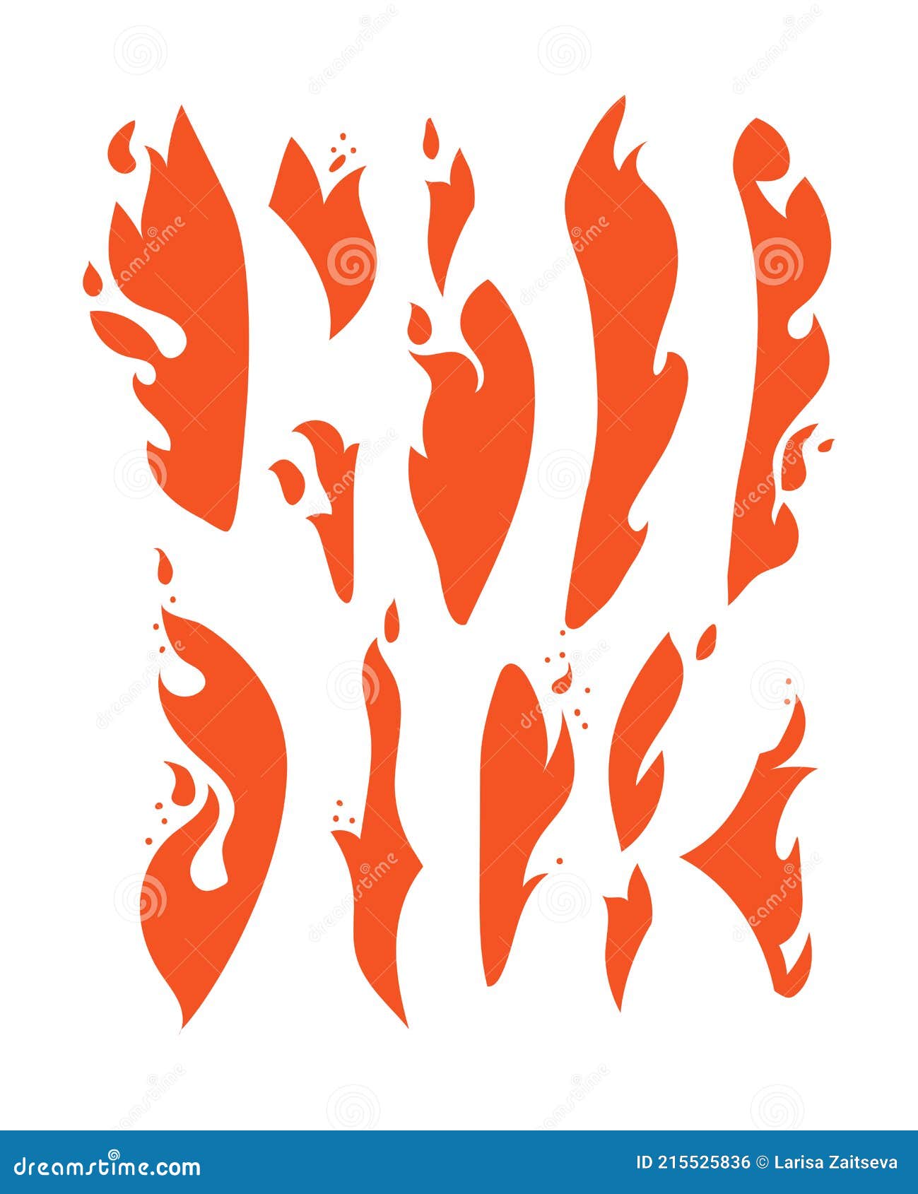 Red Flames of Different Shapes. Set of Vertical Fires Stock Vector ...