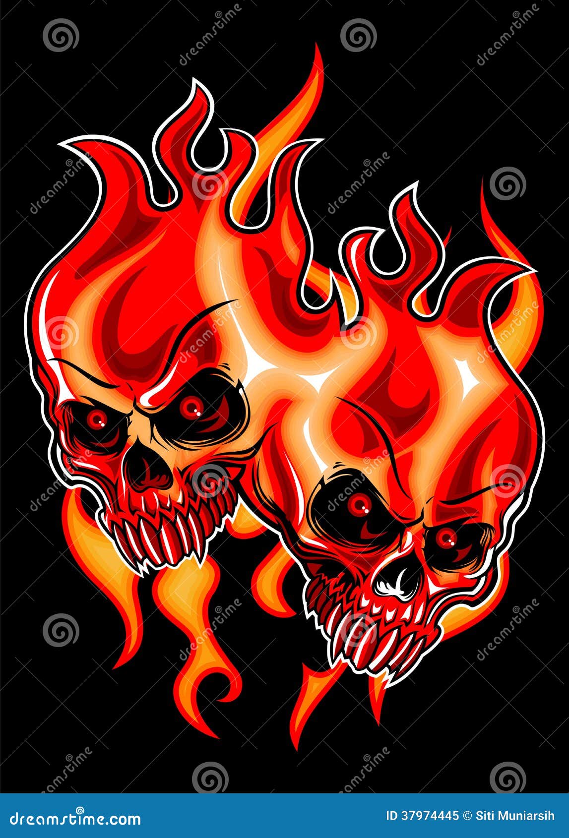 Red Flaming Skull
