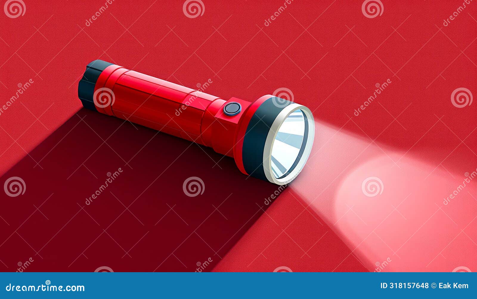 Red Flashlight with Bright Beam on a Red Background Emergency, Portable ...