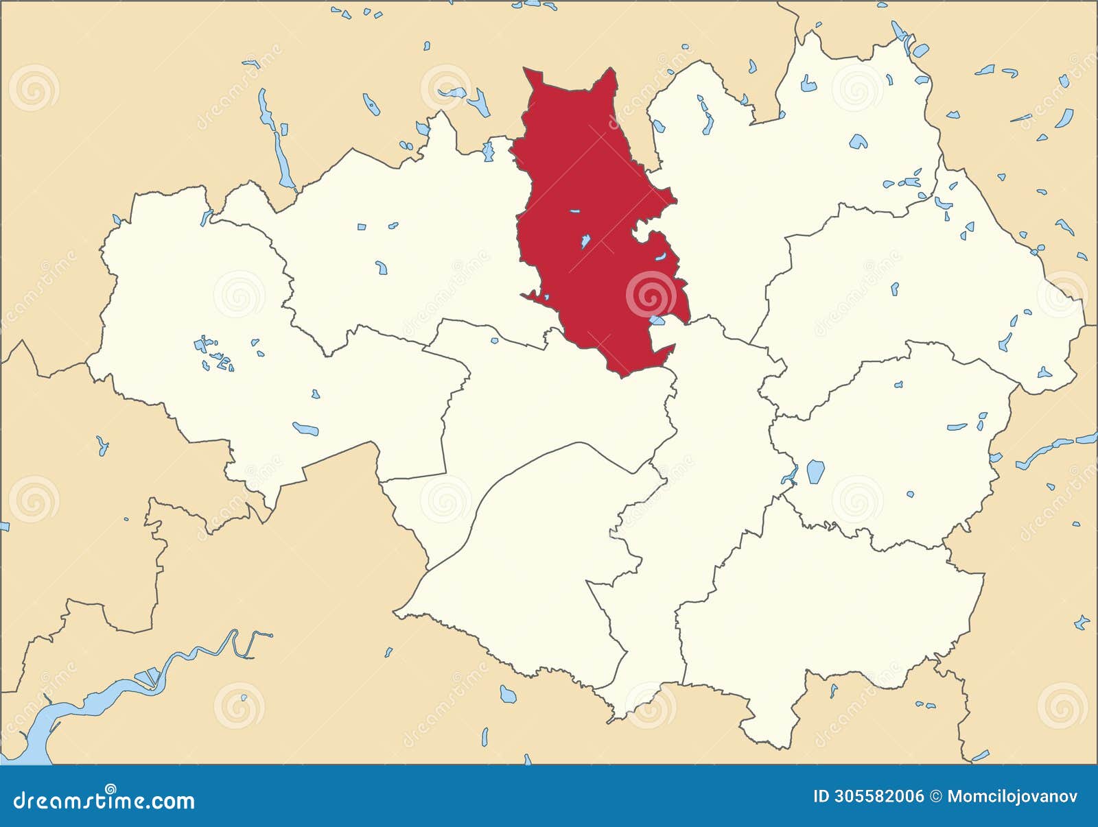 Red Location Map of the METROPOLITAN BOROUGH of BURY, GREATER ...