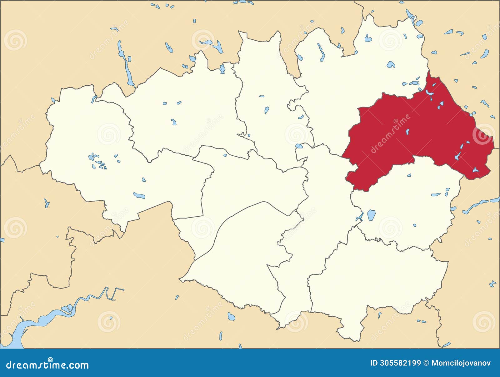 Red Location Map of the METROPOLITAN BOROUGH of OLDHAM, GREATER ...