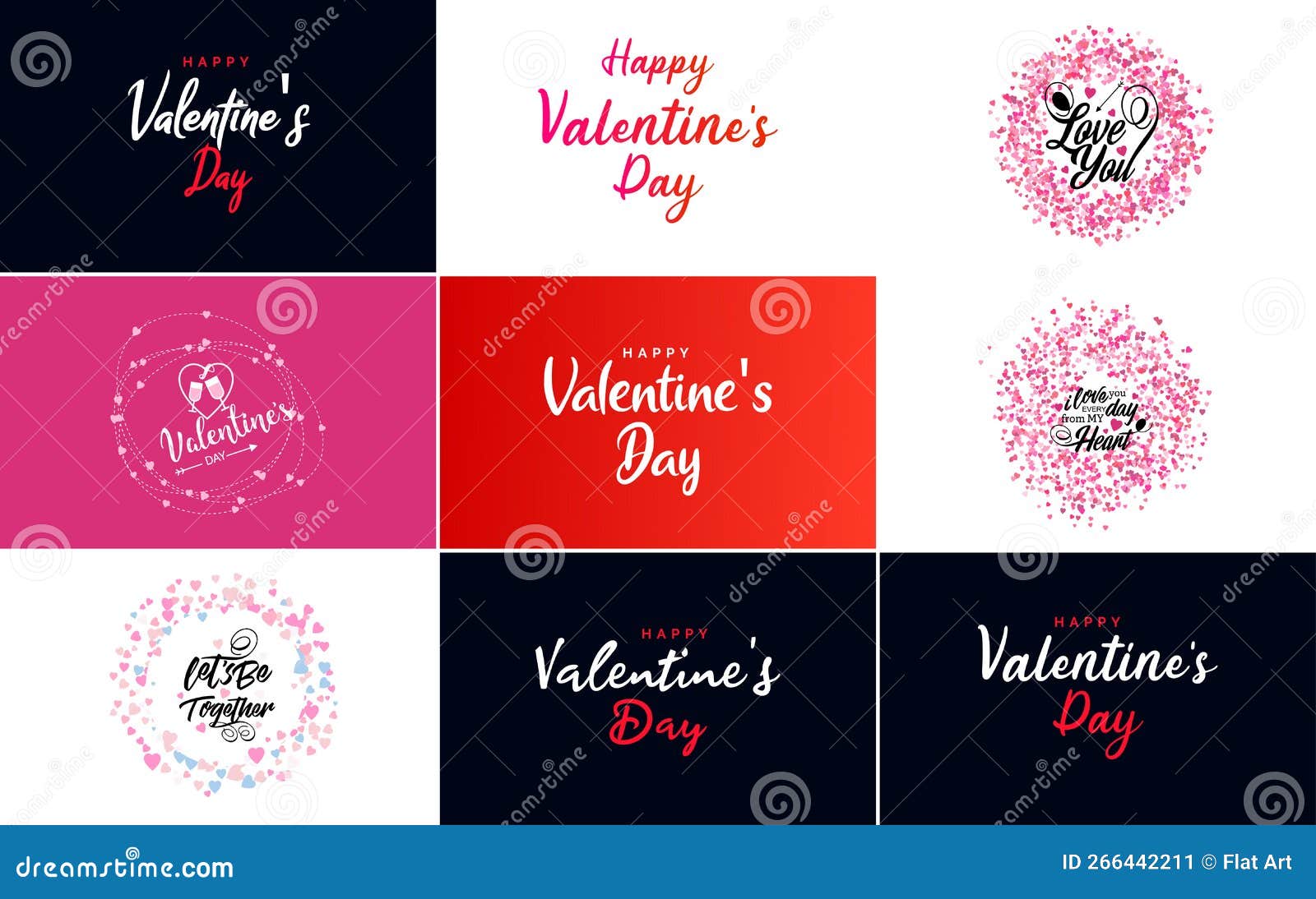 Red Flat Design Valentine S Day Label Pack Stock Vector - Illustration ...