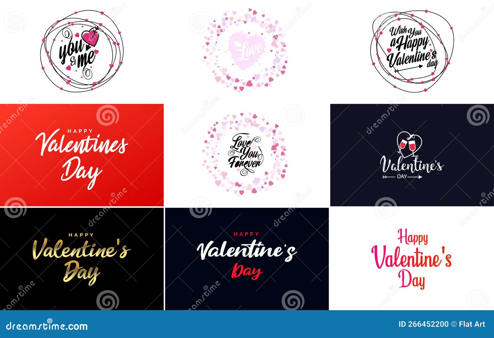 Red Flat Design Valentine S Day Label Pack Stock Vector - Illustration ...