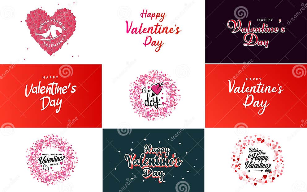 Red Flat Design Valentine S Day Label Pack Stock Vector - Illustration ...
