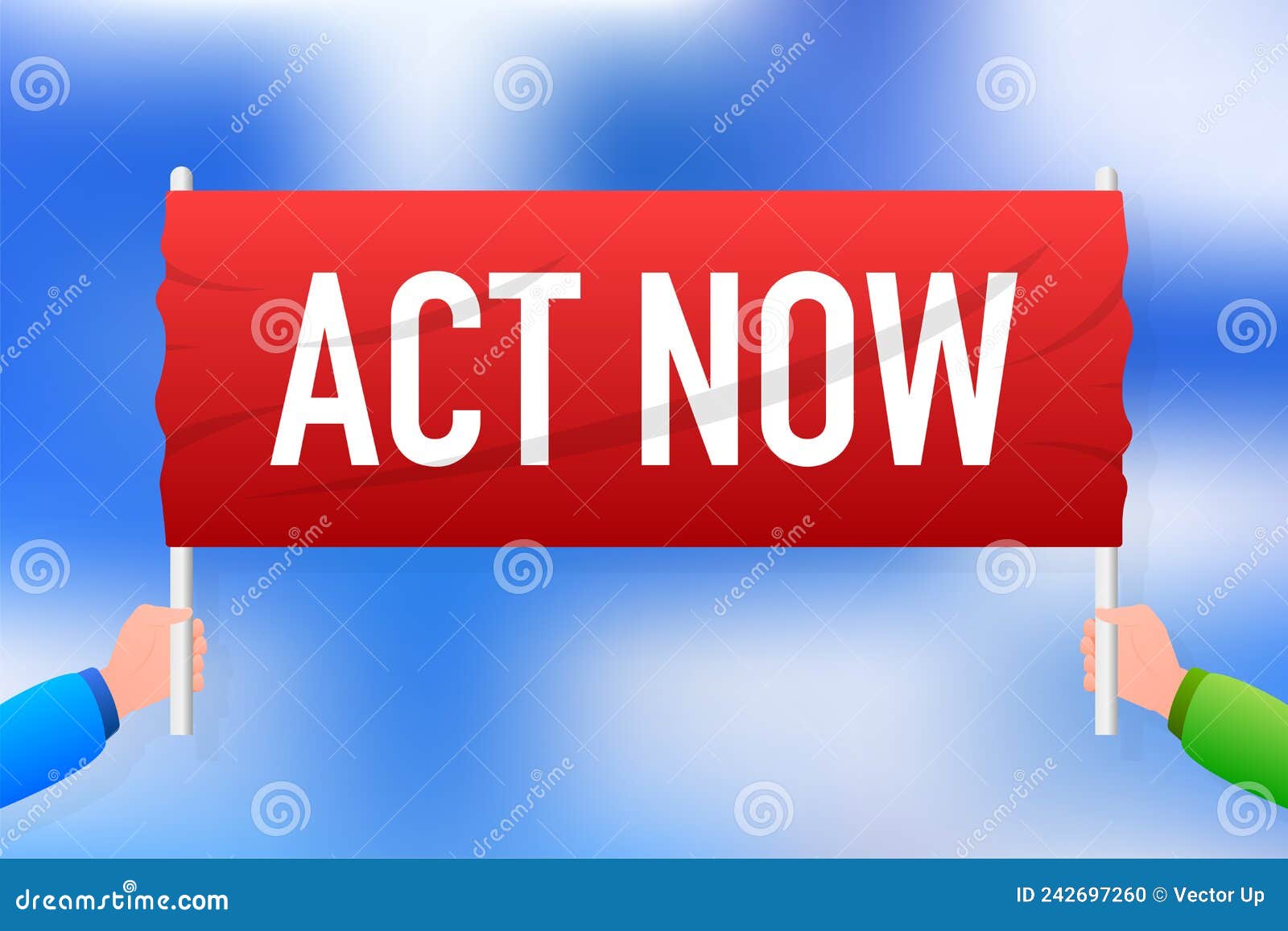 Red Flat Placard with Act Now. Vector Illustration. Stock Vector ...