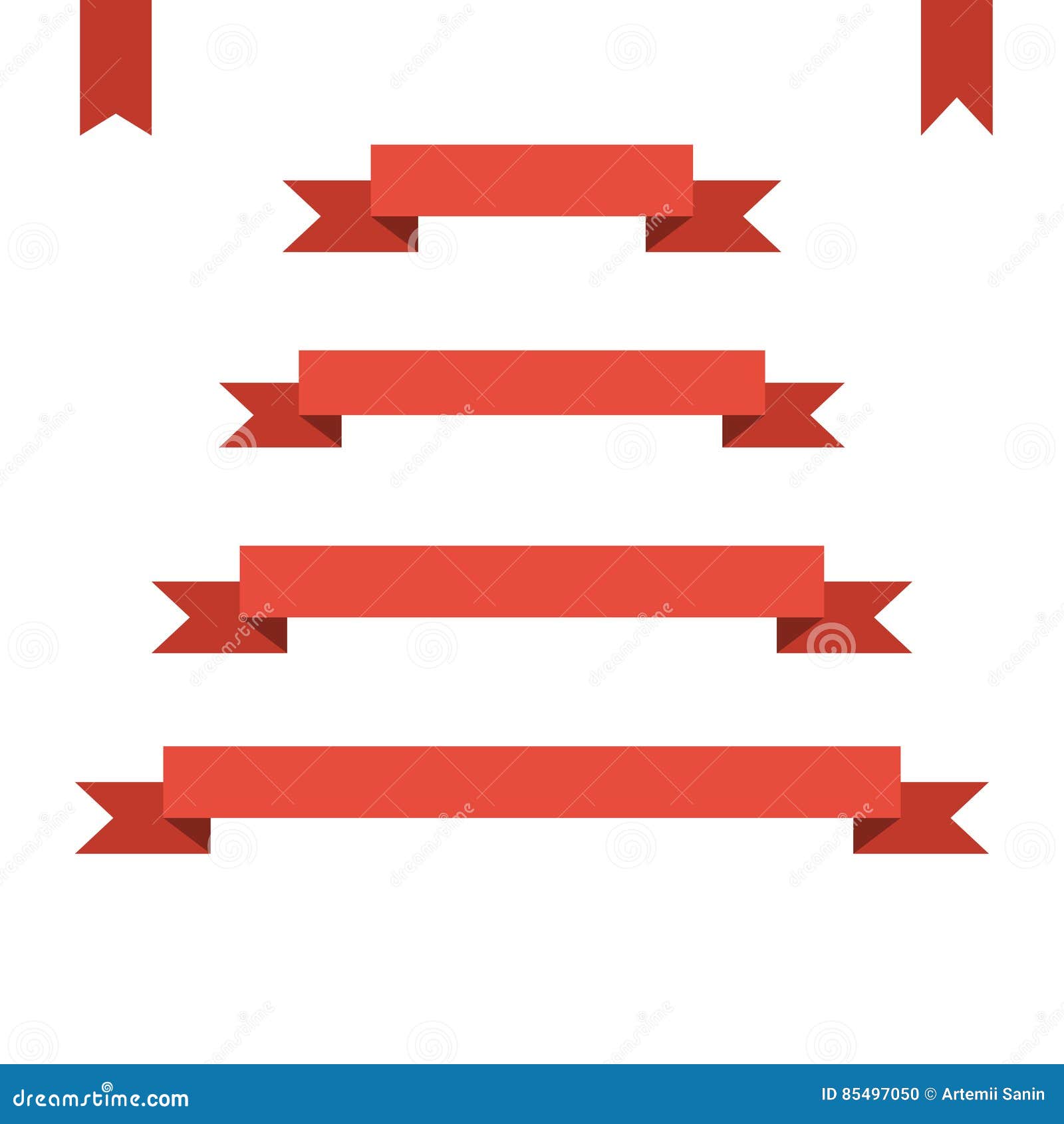 Red Flat Ribbon Banners Set. Design Vector Illustration Stock Vector ...