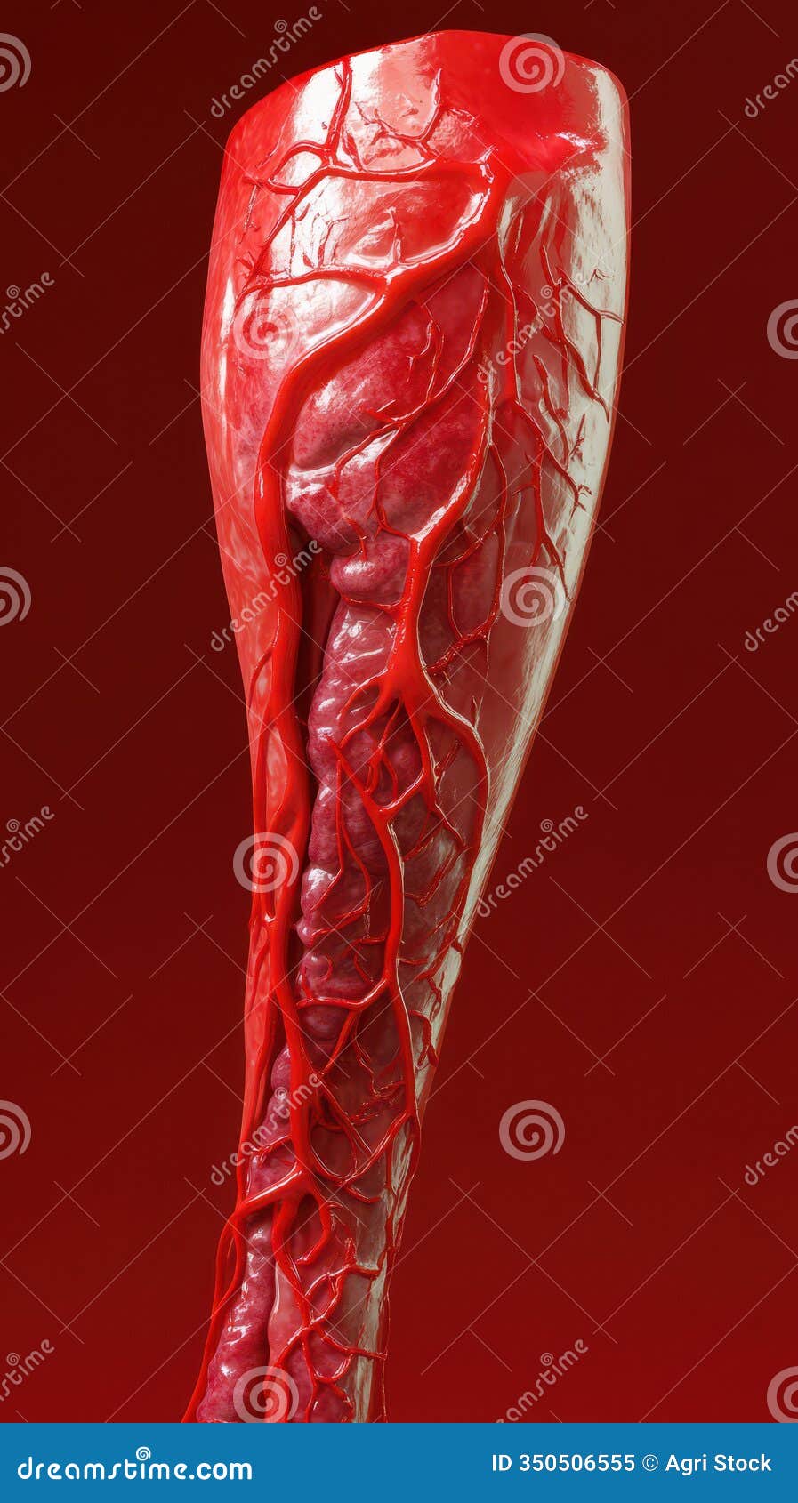Red Flesh-Like Structure with Complex Vein Network Stock Illustration ...