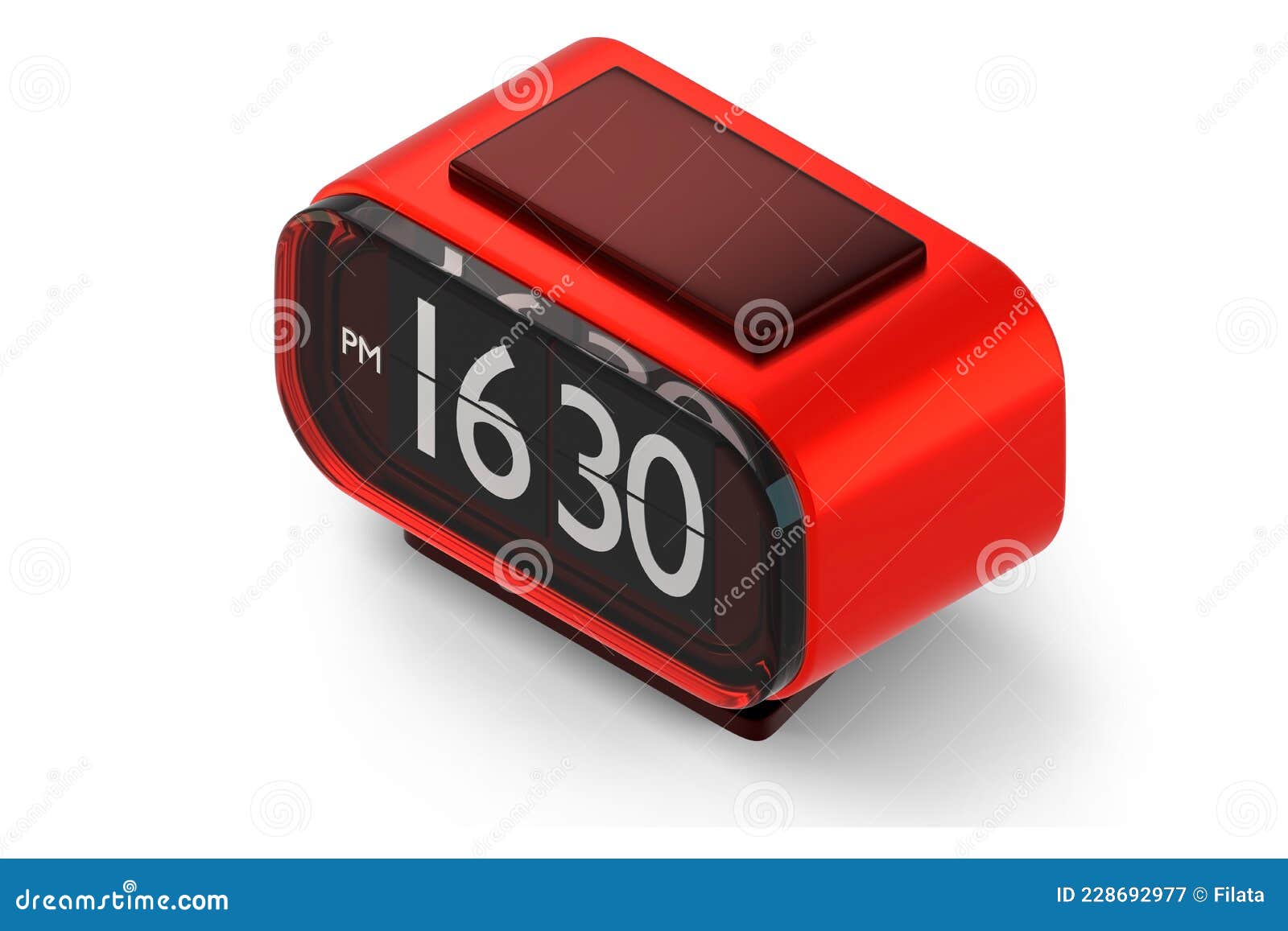 Red flip clock 3D render stock illustration. Illustration of clock ...