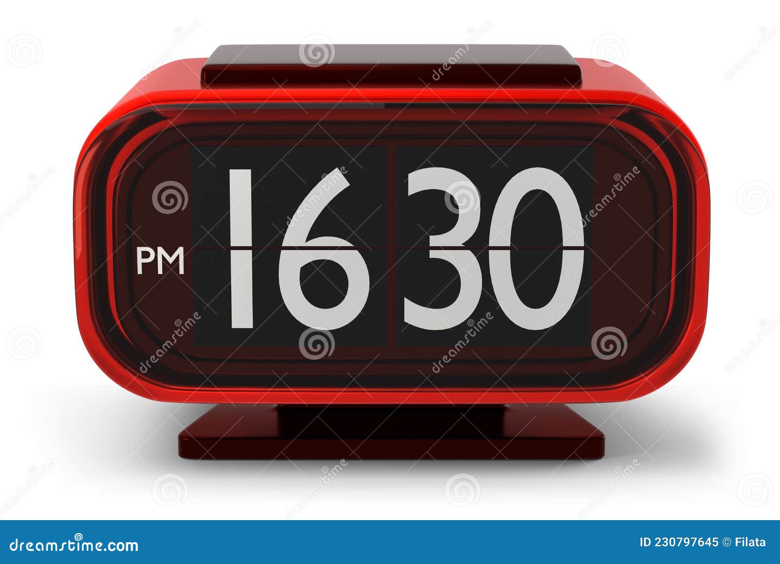 Red Flip Clock Front View 3D Render Stock Illustration - Illustration ...