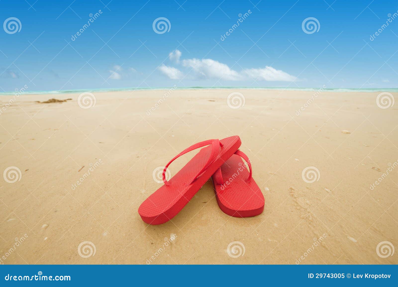 Red Flip Flops on the Beach Stock Image - Image of coastline, seaside ...