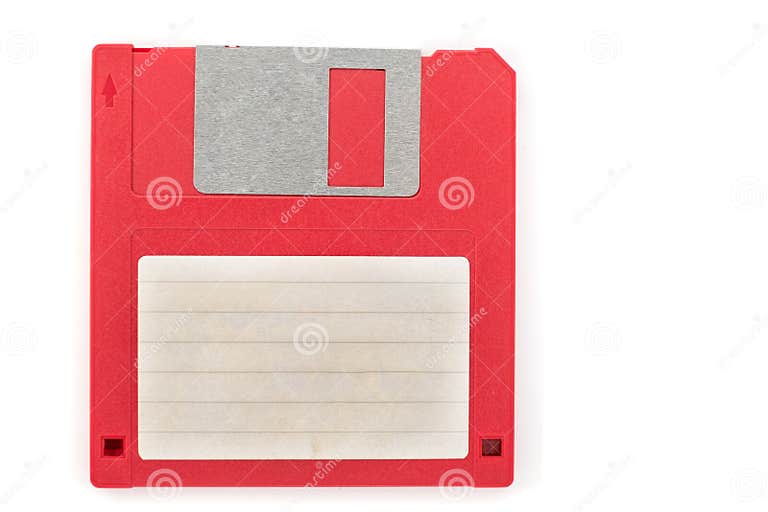 Red Floppy Disk with Blank Label Stock Image - Image of computer ...