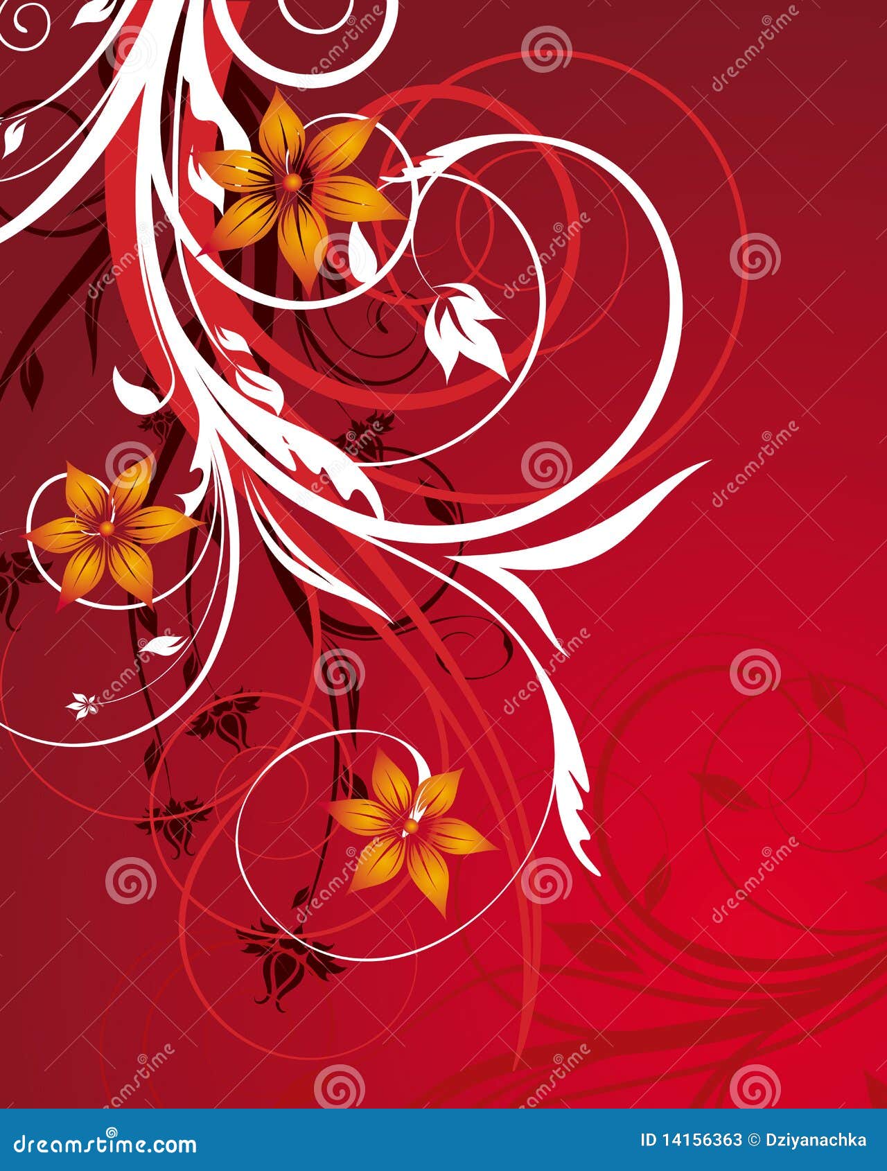 Red floral abstraction stock vector. Illustration of graphic - 14156363