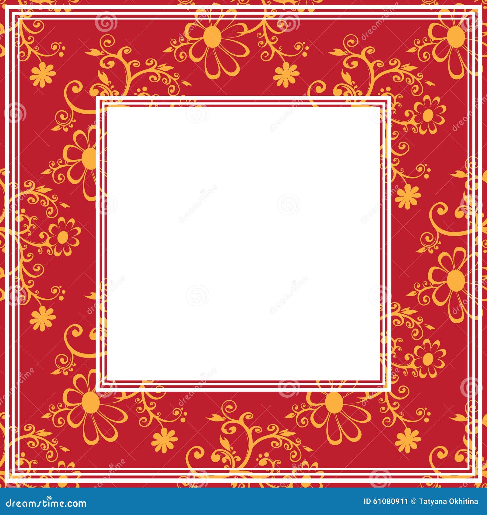 Red floral border stock vector. Illustration of white - 61080911