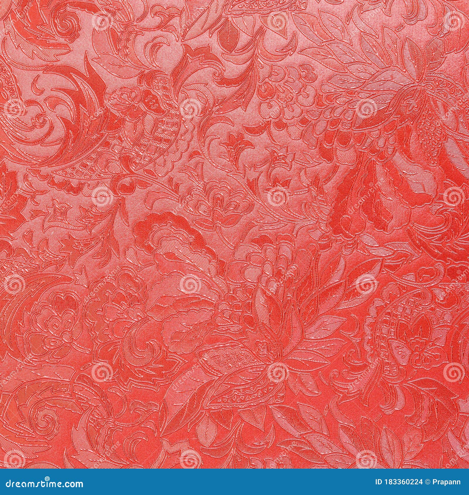 A Red Floral Ornament Brocade Textile Pattern Stock Photo - Image of ...
