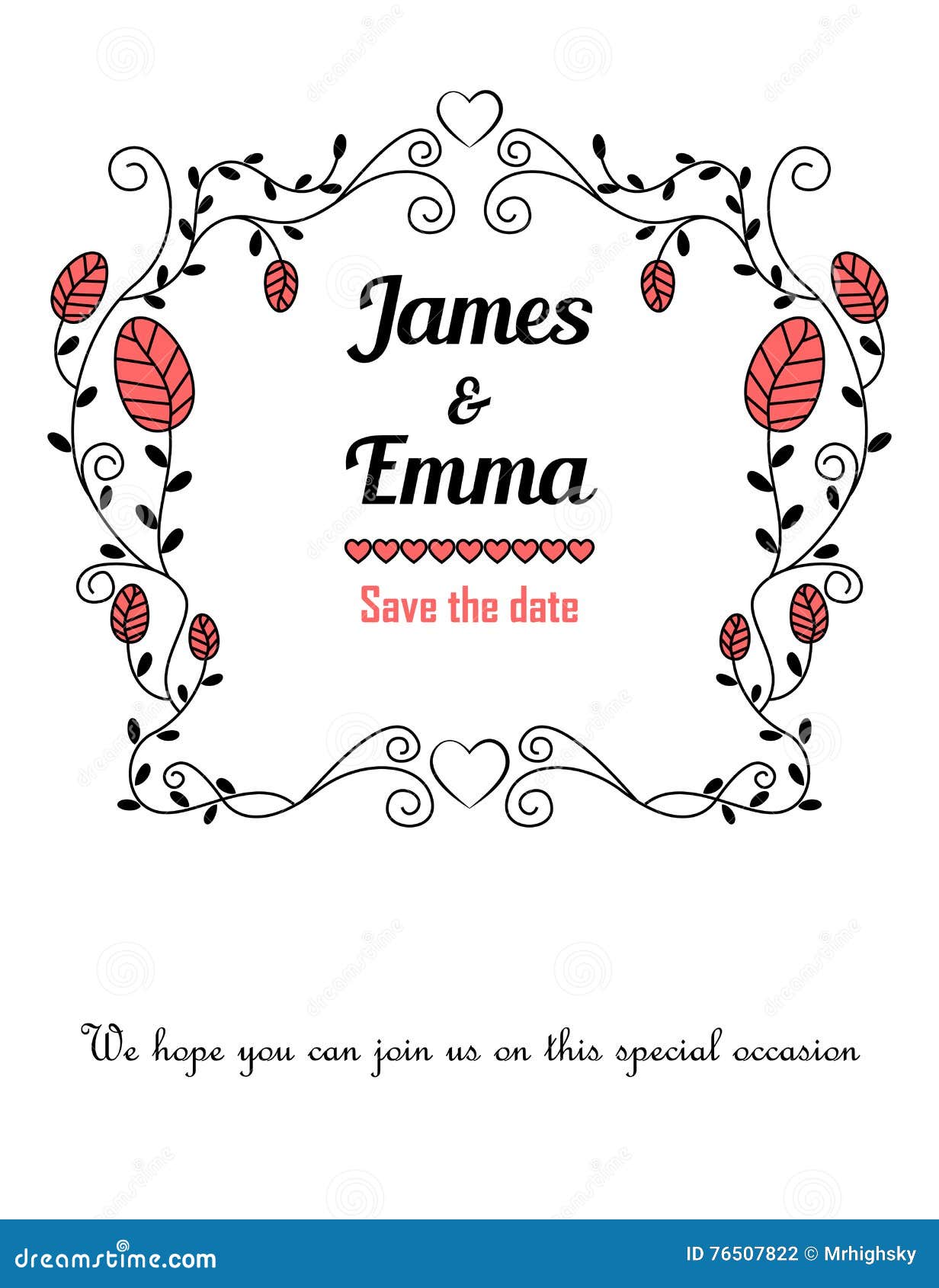Red Floral Wedding Invitation Card Stock Vector - Illustration of ...