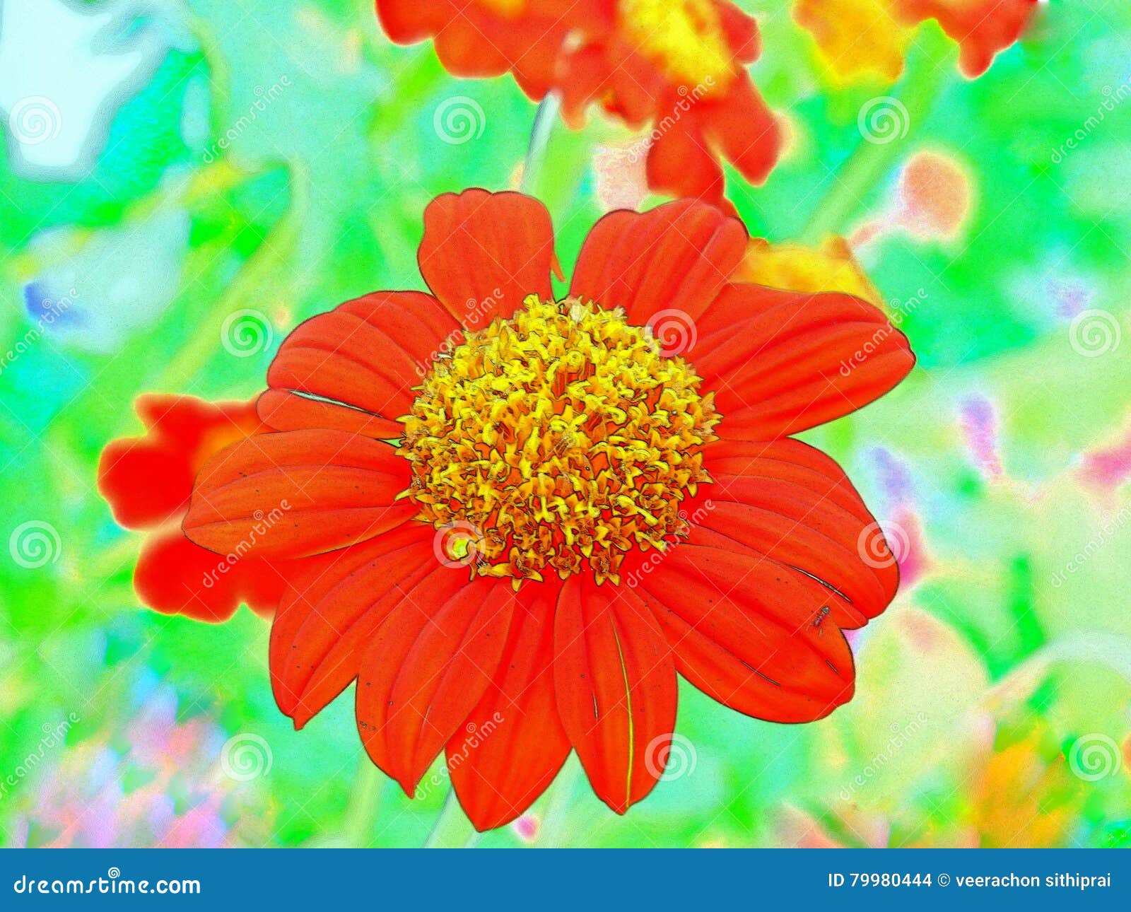 Red flower art. stock illustration. Illustration of garden - 79980444