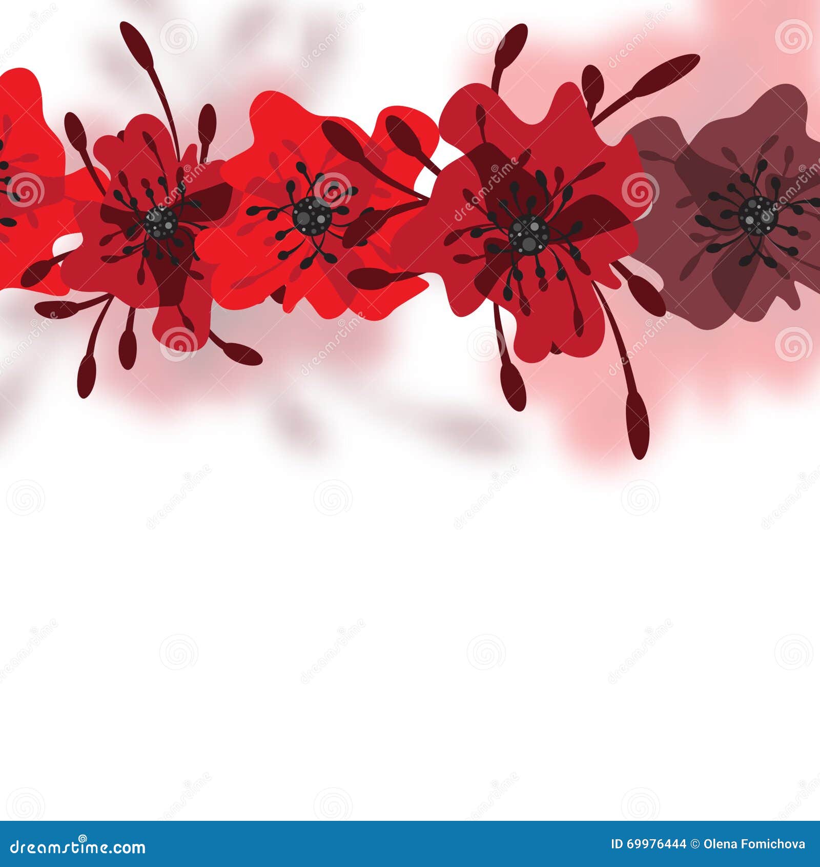 Red flower background stock vector. Illustration of blossom - 69976444