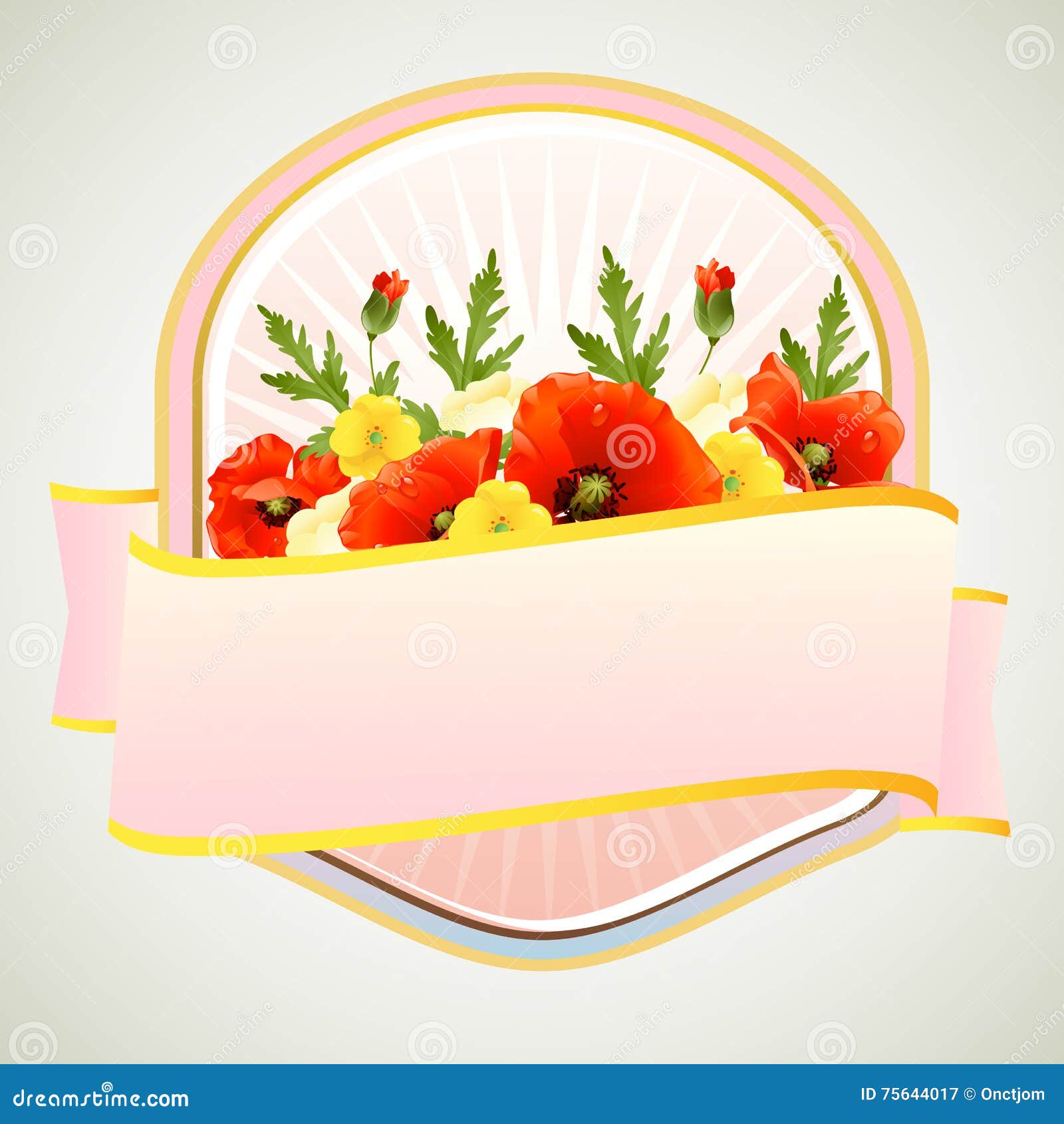 Red flower badge stock vector. Illustration of ceremony - 75644017