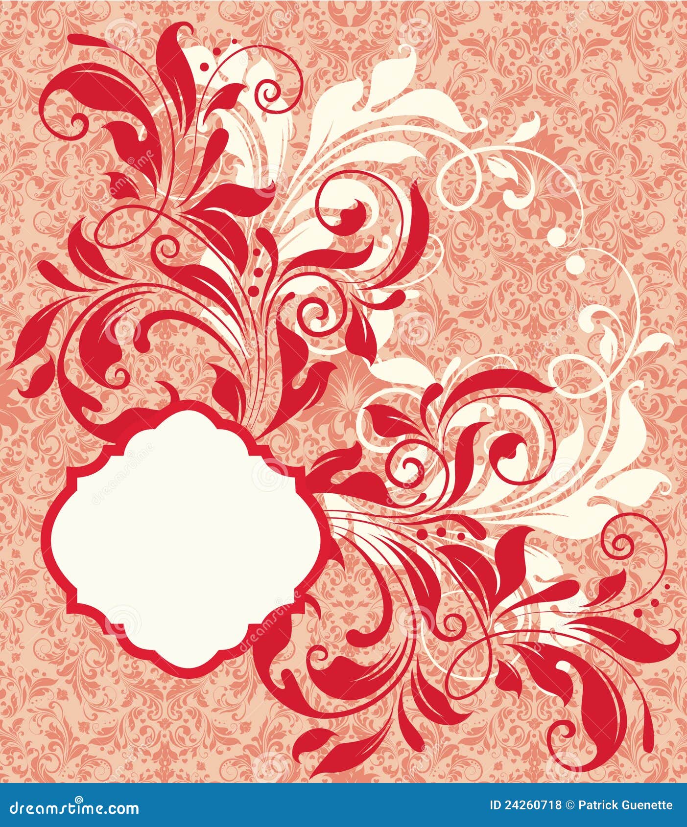 Red flower card stock vector. Illustration of pattern - 24260718