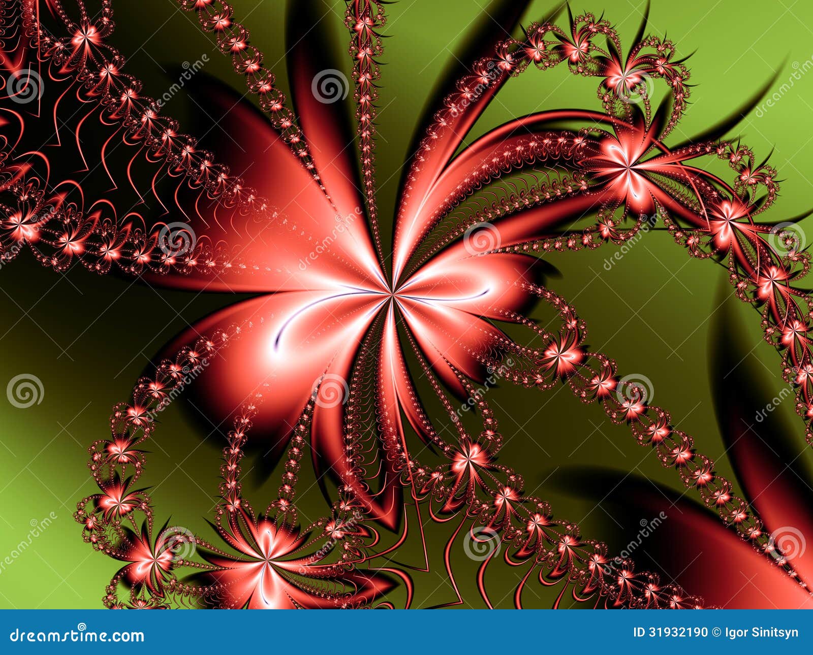 Red flower fractal stock illustration. Illustration of original - 31932190