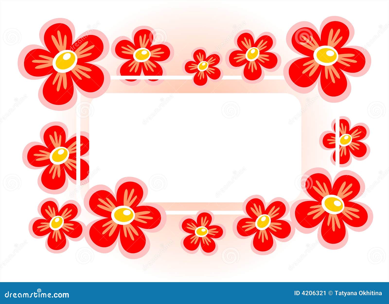 Red Flower Border Line Design