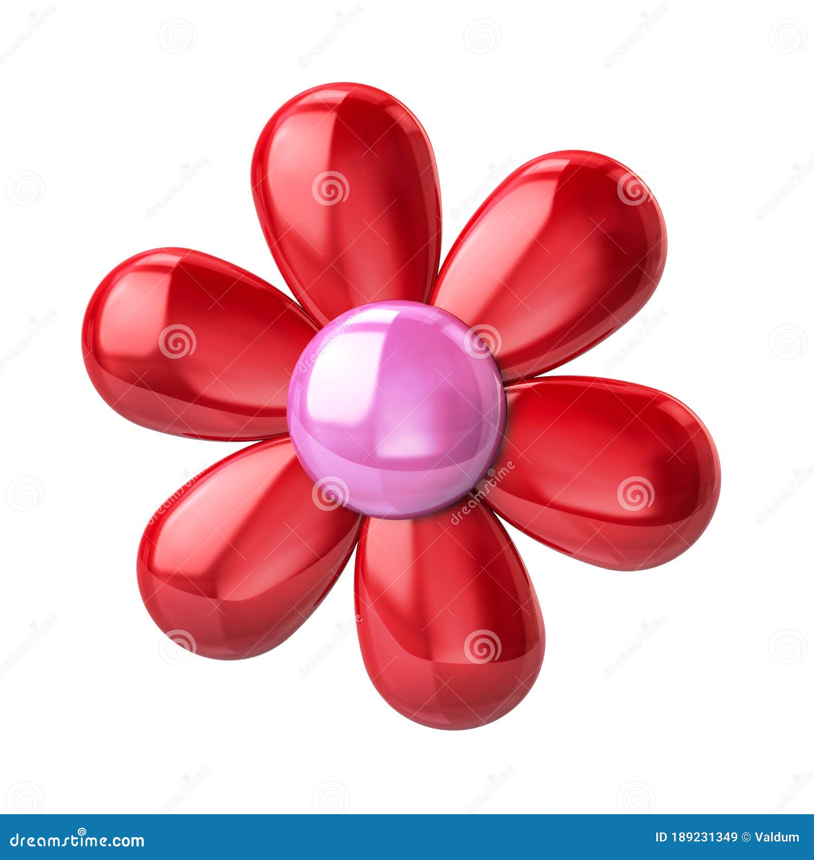 Red Flower Icon 3d Illustration Stock Illustration - Illustration of ...