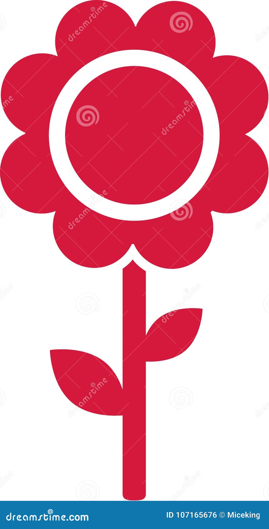 Red flower icon stock vector. Illustration of blossom - 107165676