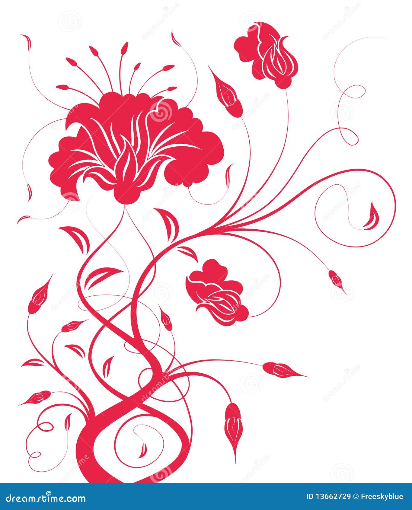 Red flower pattern stock illustration. Illustration of field - 13662729