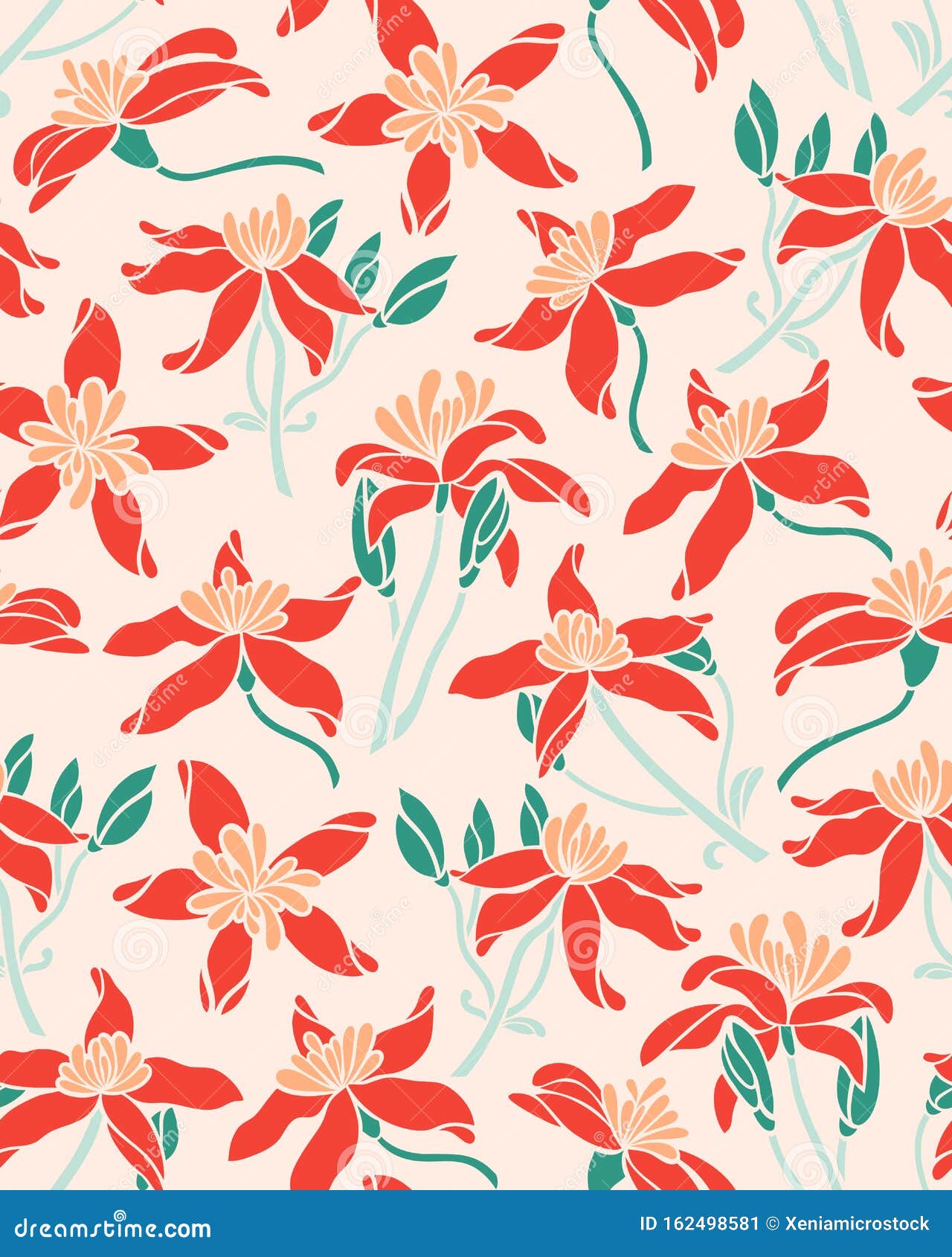 Red flower pattern stock vector. Illustration of graphic - 162498581