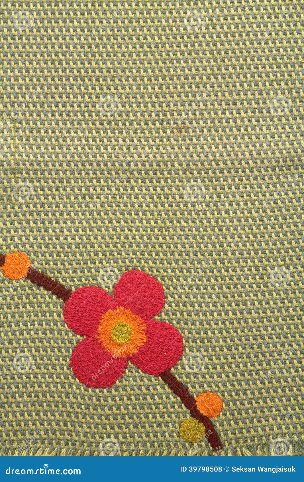 Red Flower Pattern on Chinese Fabric Stock Photo - Image of decorative ...