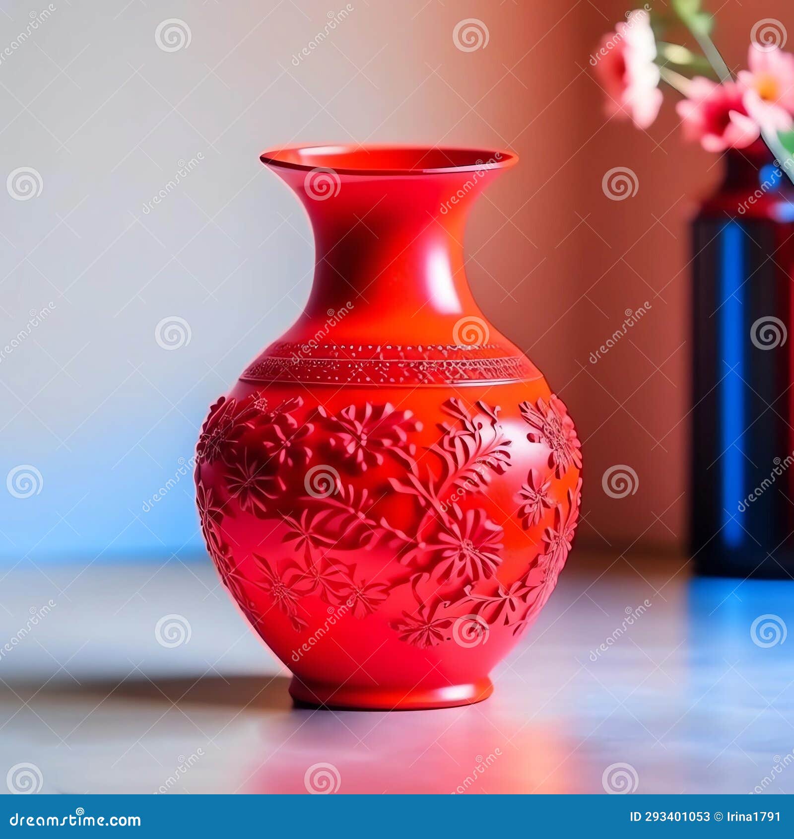 Red flower vase stock illustration. Illustration of life - 293401053