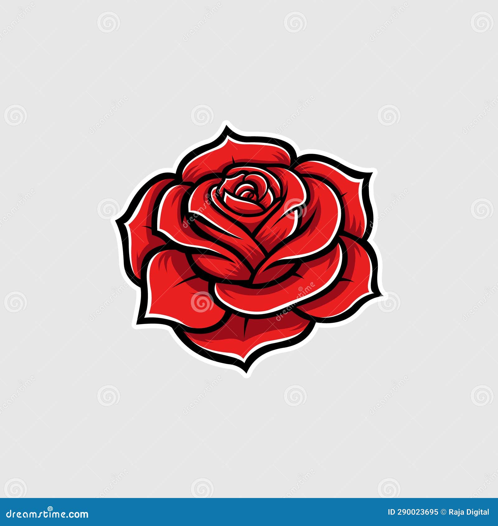 Red Flower Vector Art Isolated in White Background Stock Illustration ...