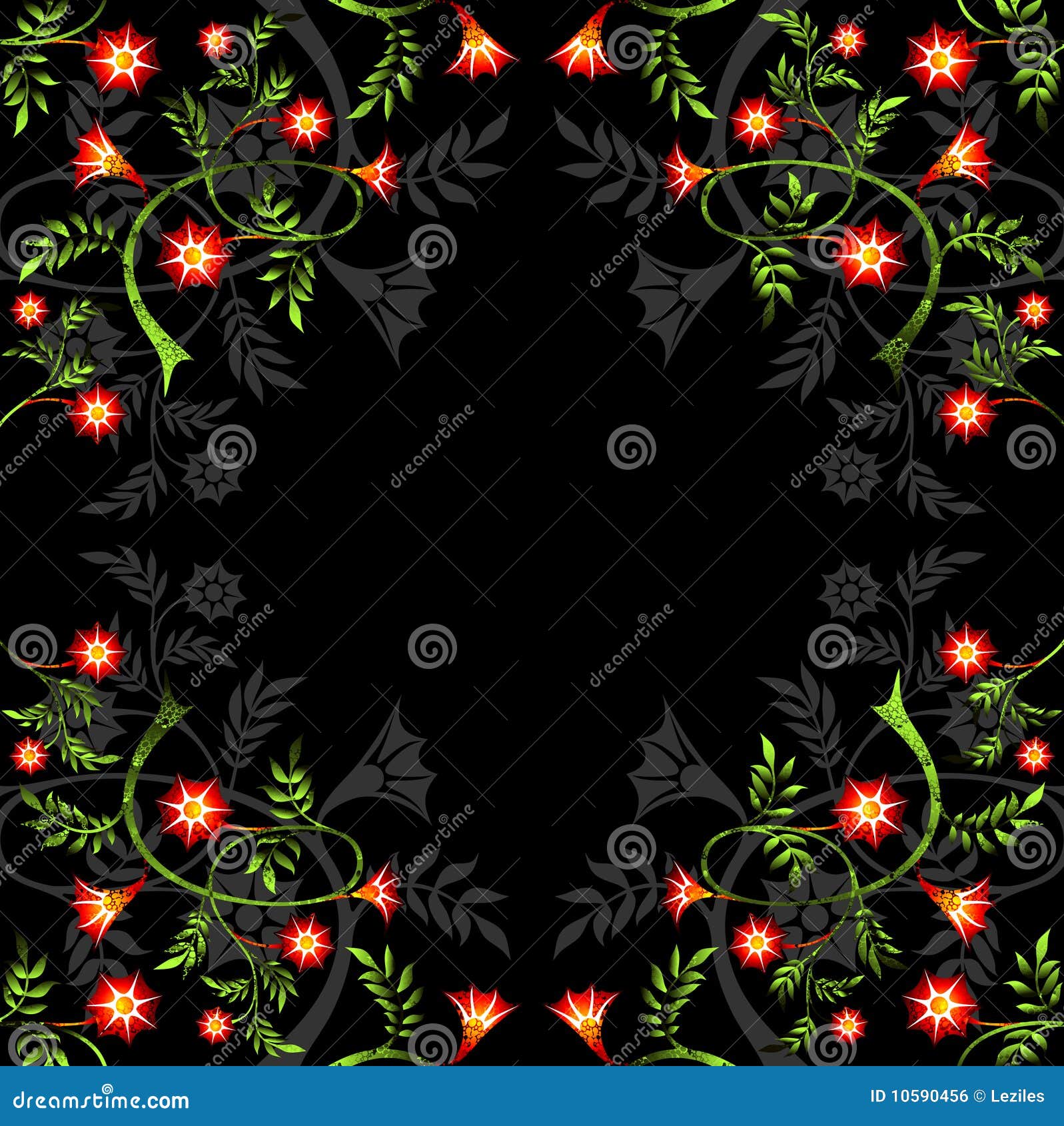 Red flowers stock vector. Illustration of branch, silk - 10590456