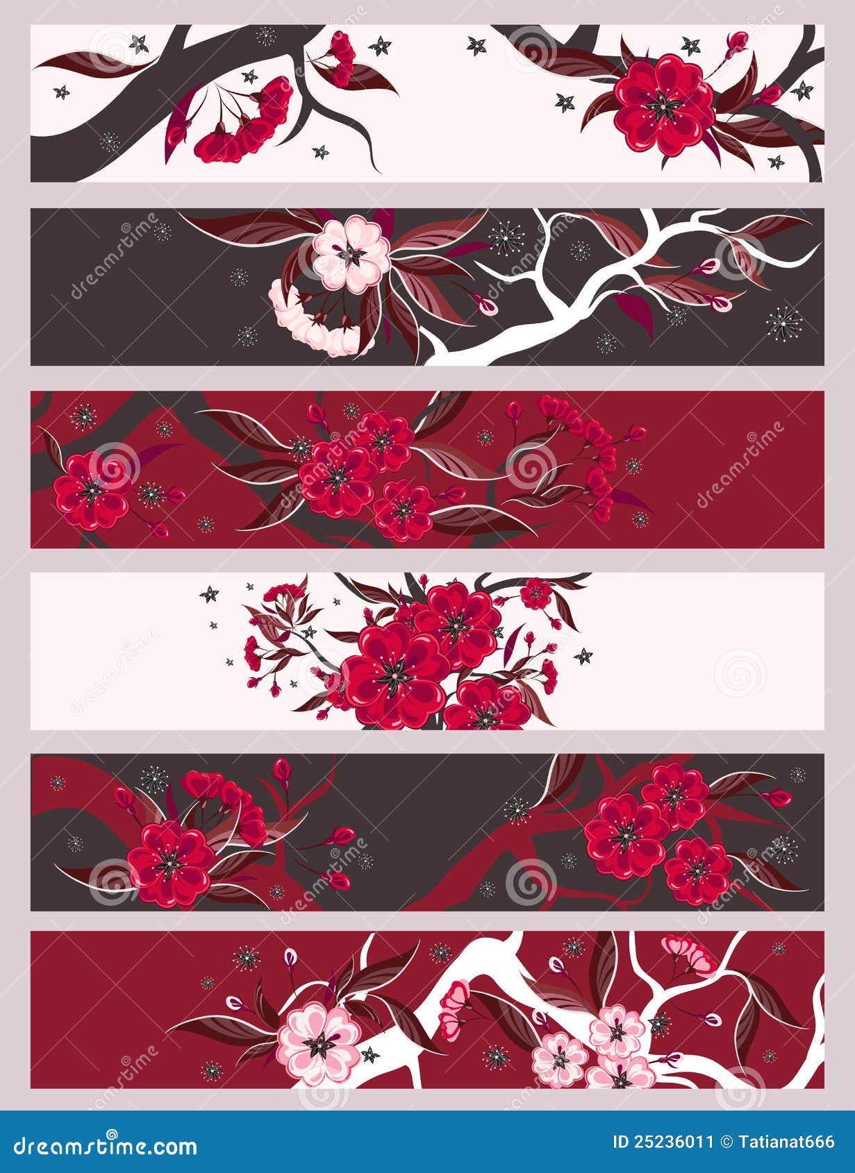 Red flowers banner set stock illustration. Illustration of culture ...