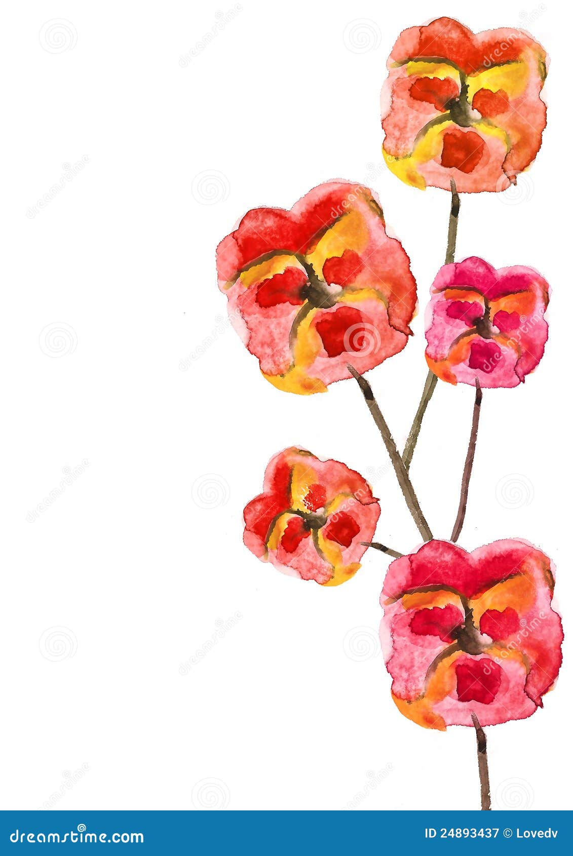Red flowers painted stock illustration. Illustration of layer - 24893437