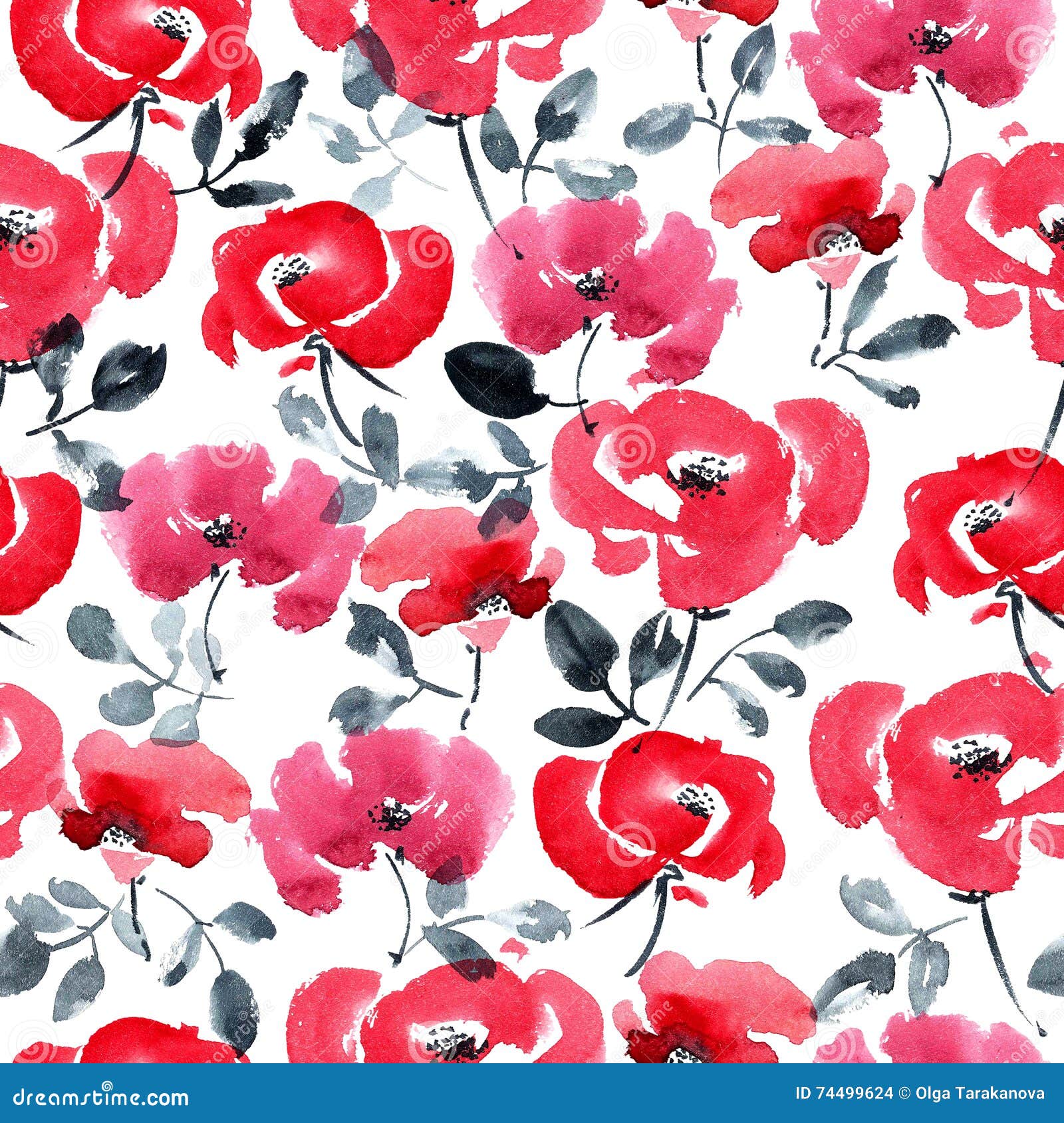 Red flowers pattern stock illustration. Illustration of japanese - 74499624