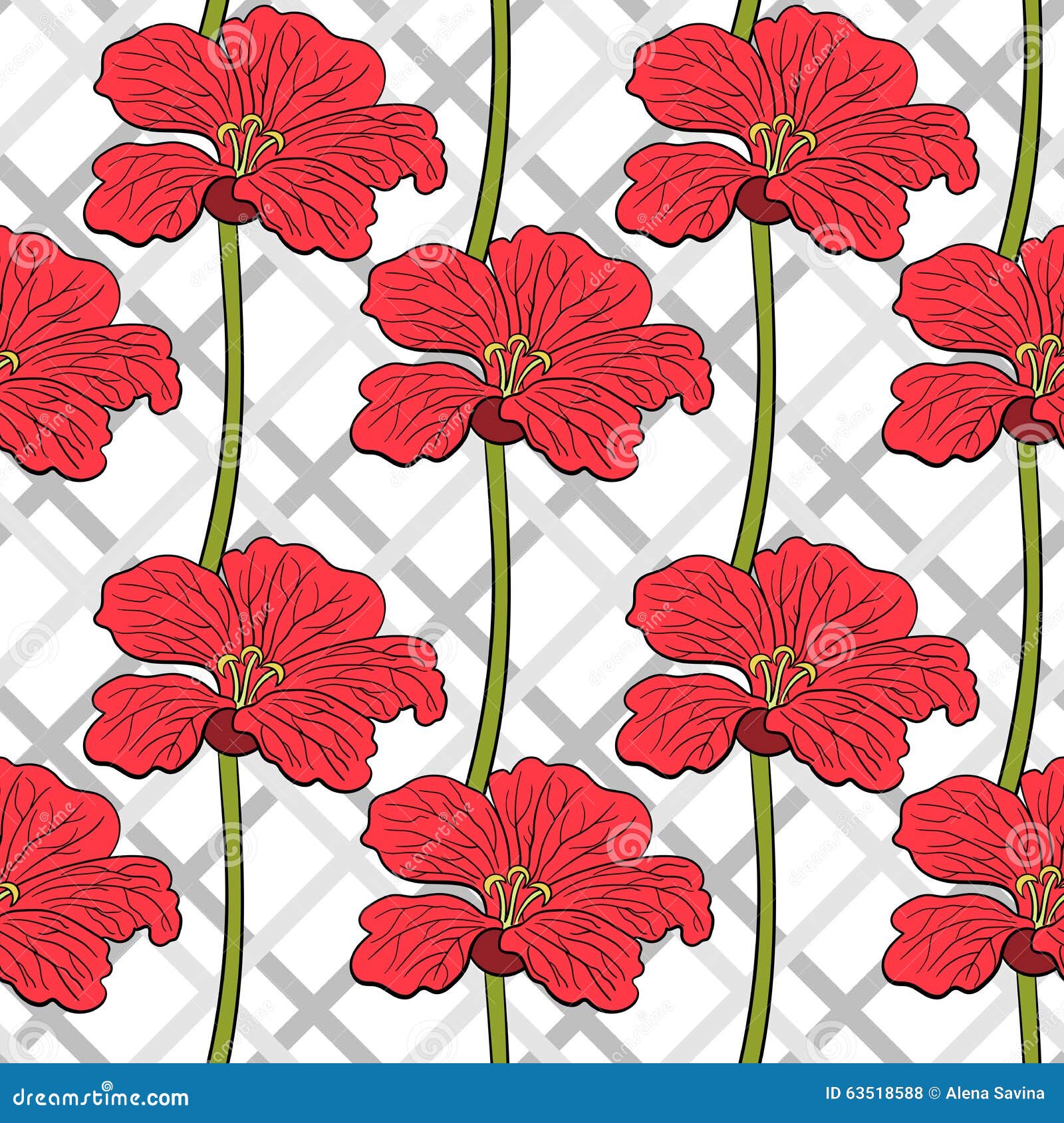 Red Flowers Seamless Pattern 2 Stock Vector - Illustration of fabric ...