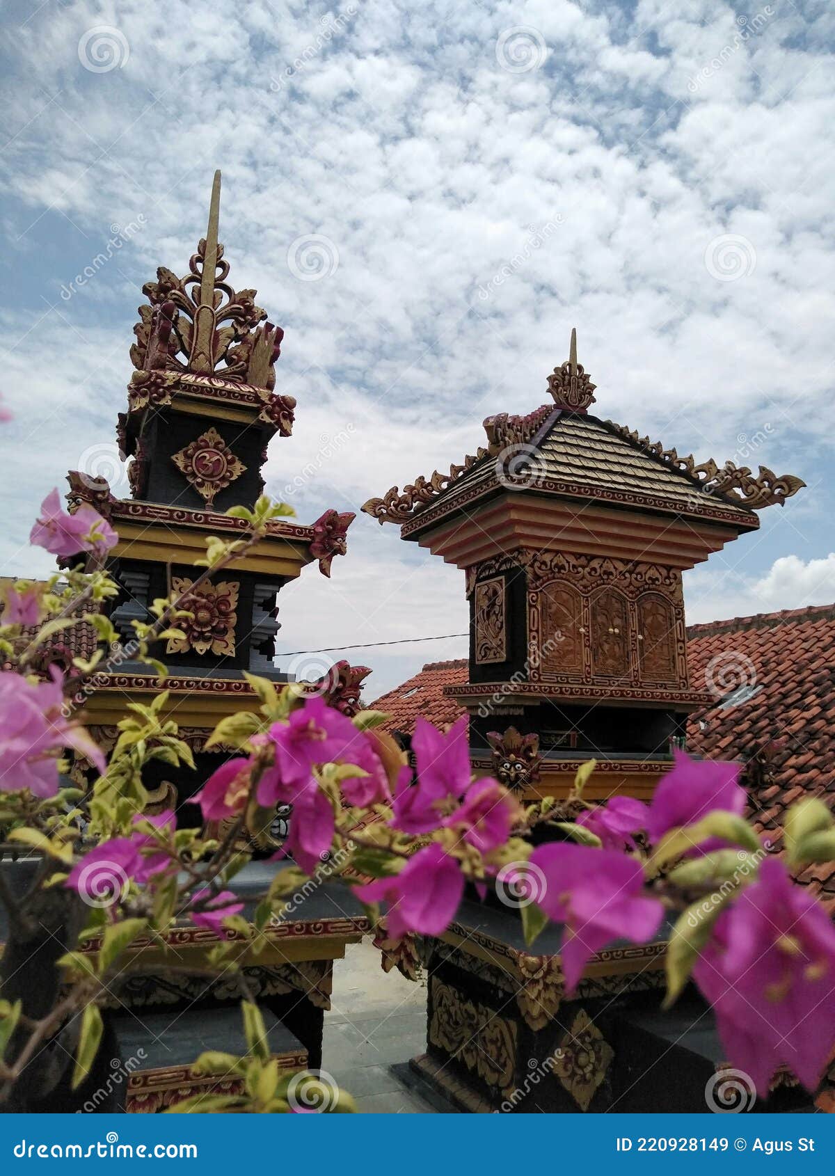 Red Flowers in Temple stock image. Image of temple, flower - 220928149