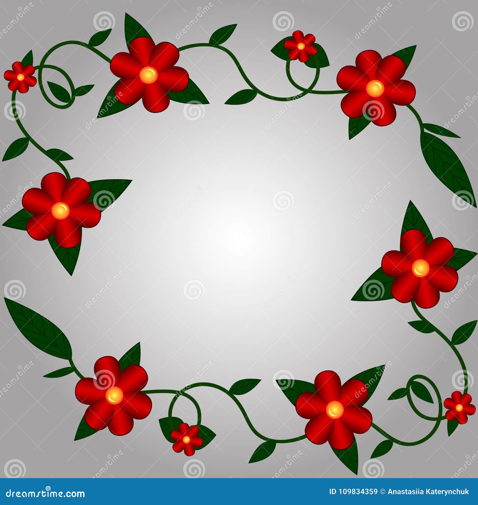 Red flowers template stock vector. Illustration of template - 109834359