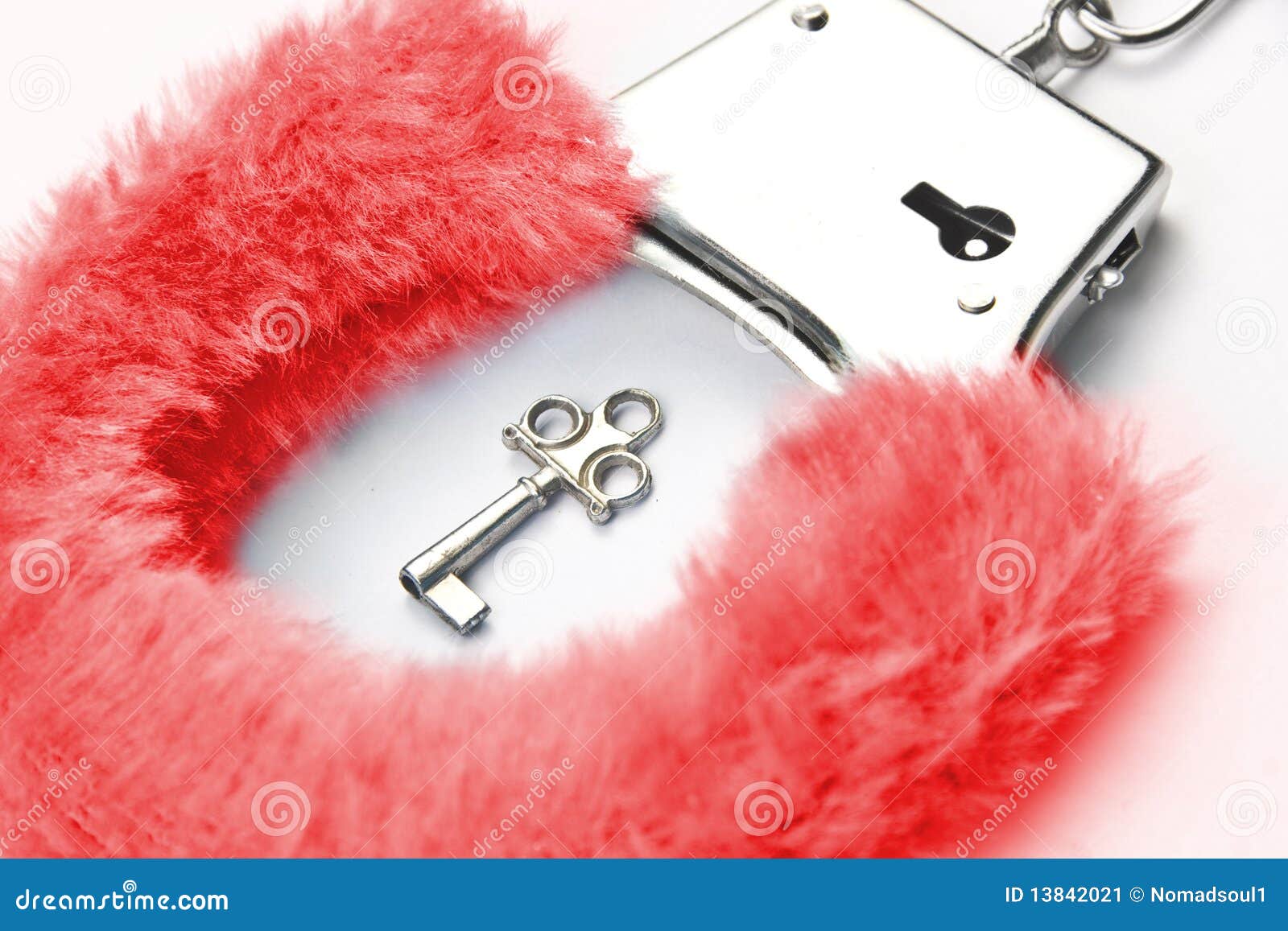 Red fluffy handcuffs stock image. Image of isolated, color - 13842021
