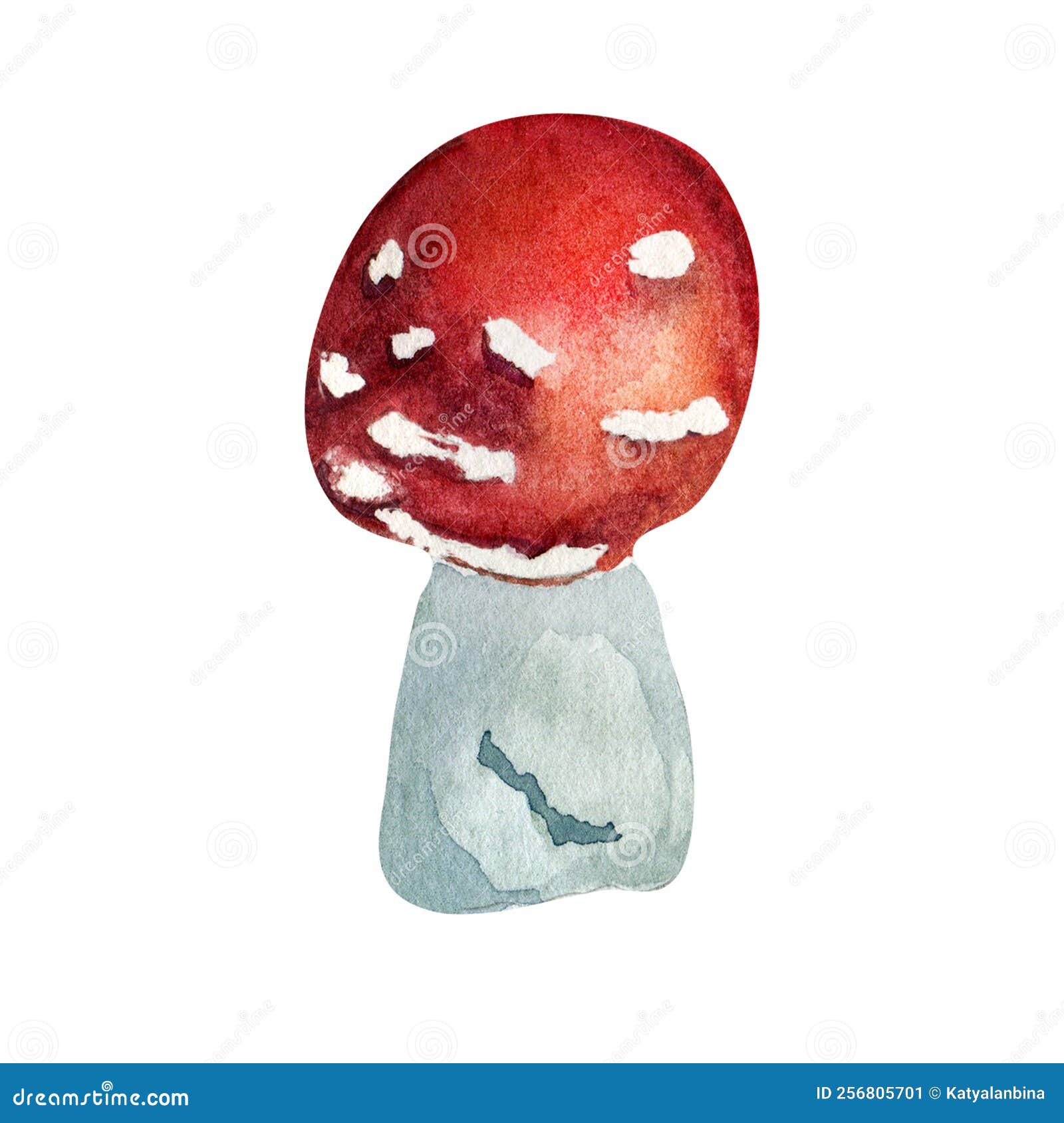 Red Fly Agaric Toadstool Watercolor Illustration Isolated On White