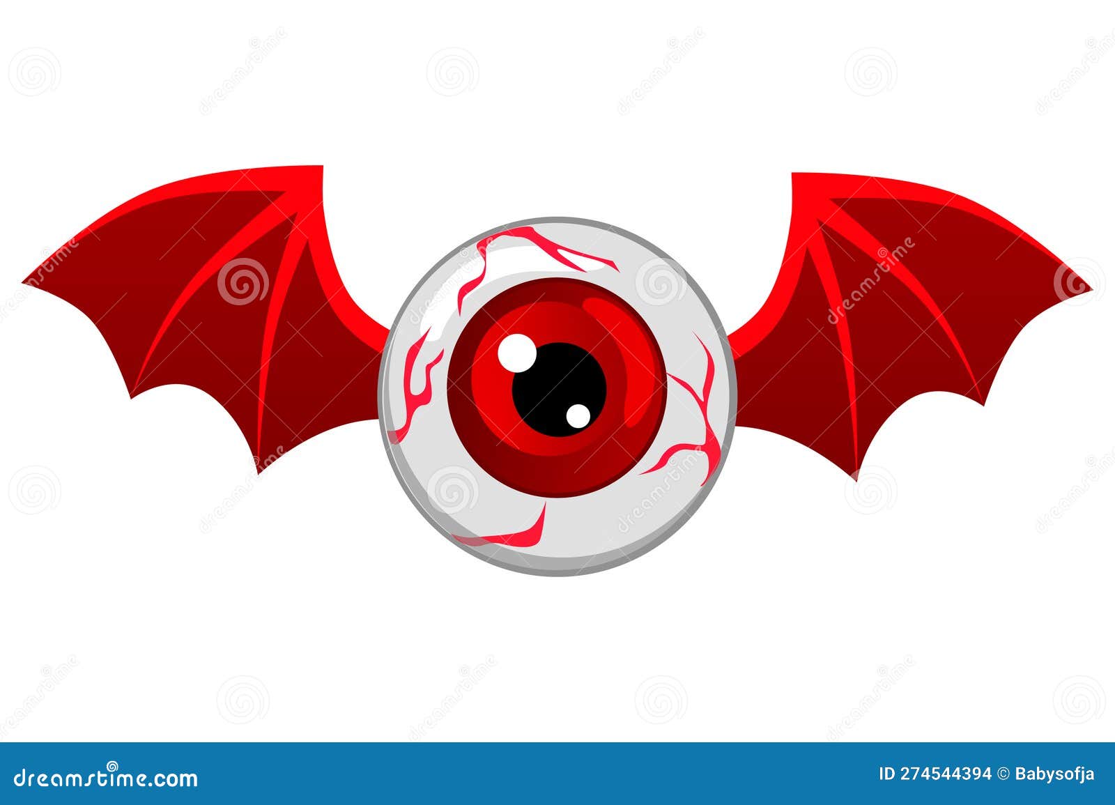 Red Flying Eyeball, Vector Illustration of Flying Human Eyeball with ...