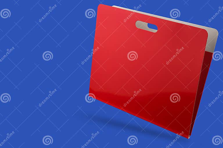 Red Folder for Documents, As If Levitating, Casts a Shadow, on a Blue ...
