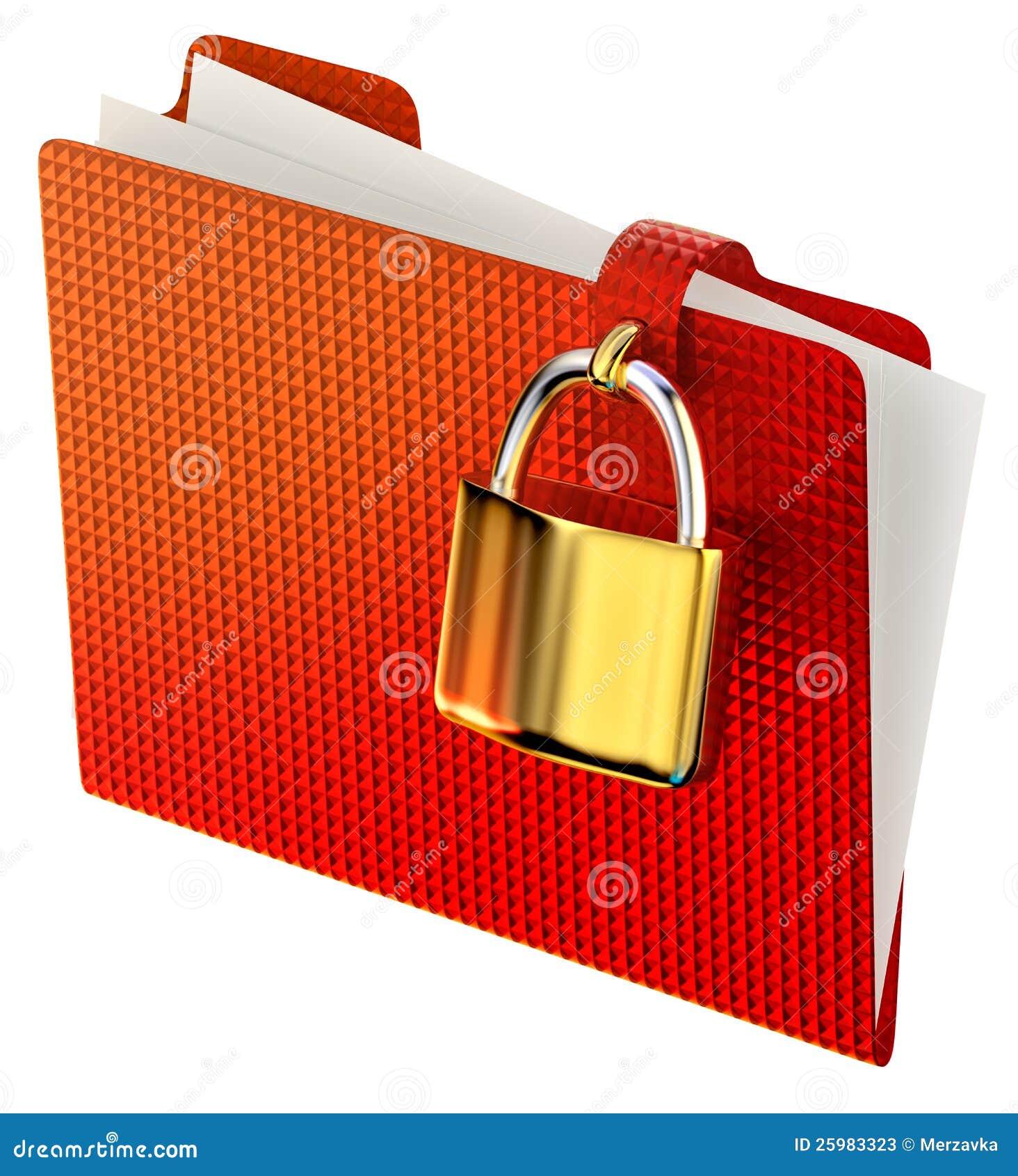 Red Folder with Golden Hinged Lock Stock Illustration - Illustration of ...