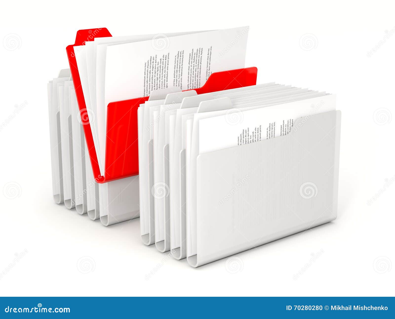 Red Folder in a Row on White Stock Illustration - Illustration of note ...
