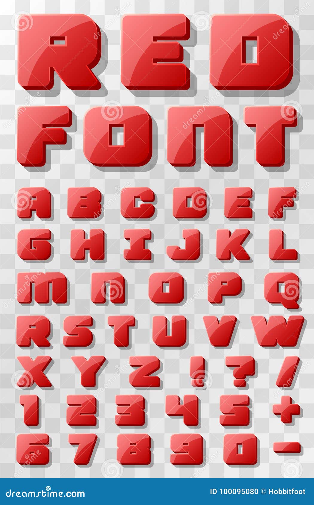 Red Font 3d on a Transparent Background. Stock Vector - Illustration of ...